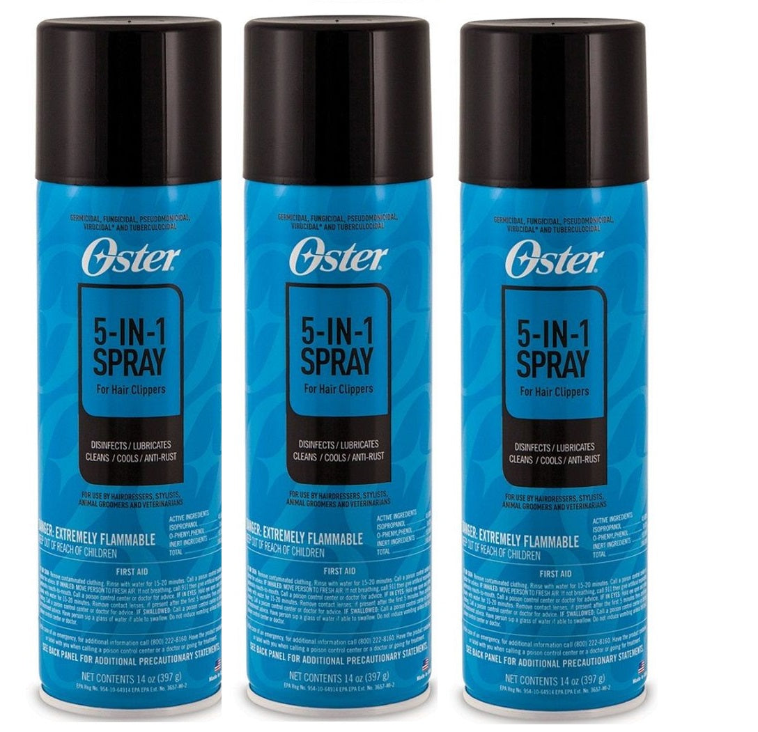 Oster Spray 5 in 1 Disinfectant 16 oz 3-Pack – Barber Salon Pro